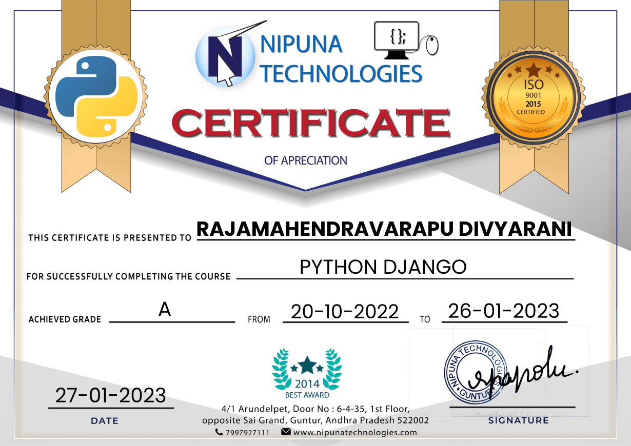 Top Python Django Course Institute In Guntur